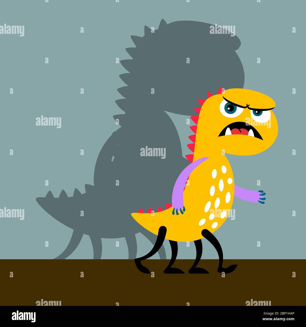 Angry yellow monster with shadow, on blue vector illustration Stock ...