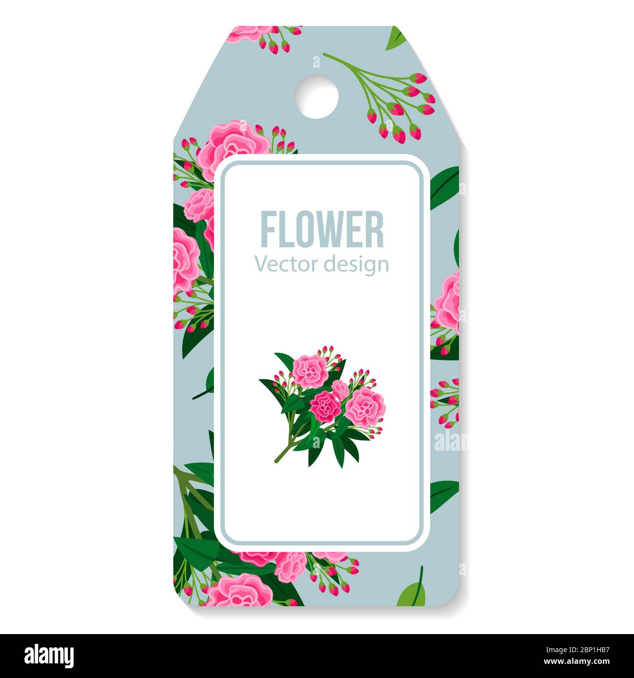 Tag with peony bouquet pattern for flower shop, vector illustration ...
