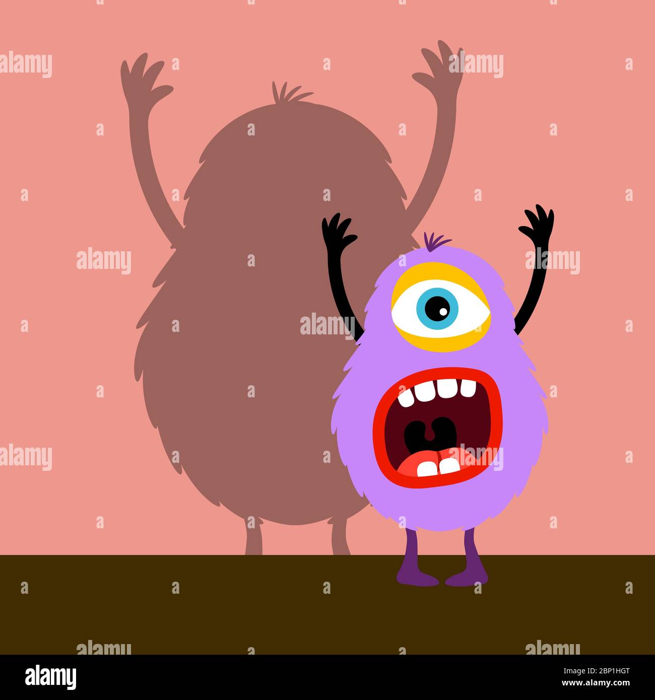 Cyclops violet monster with shadow on pink, vector illustration Stock ...