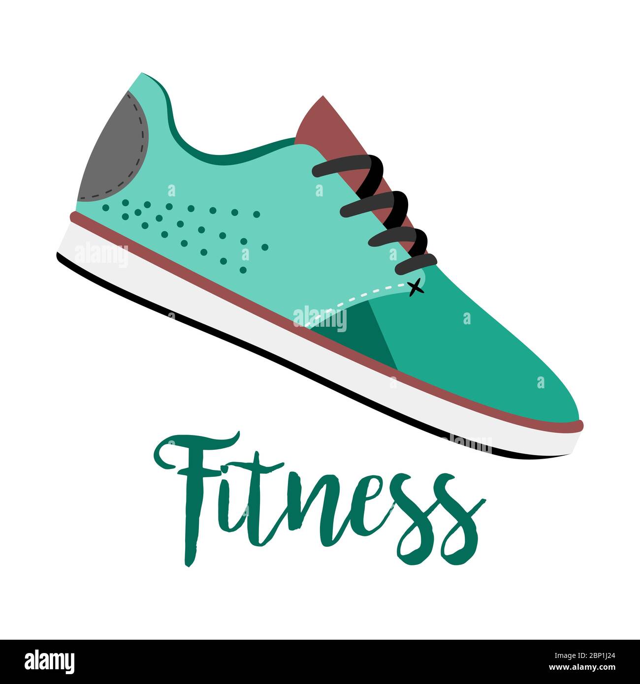 Shoes with text fitness isolated on the white background, vector ...
