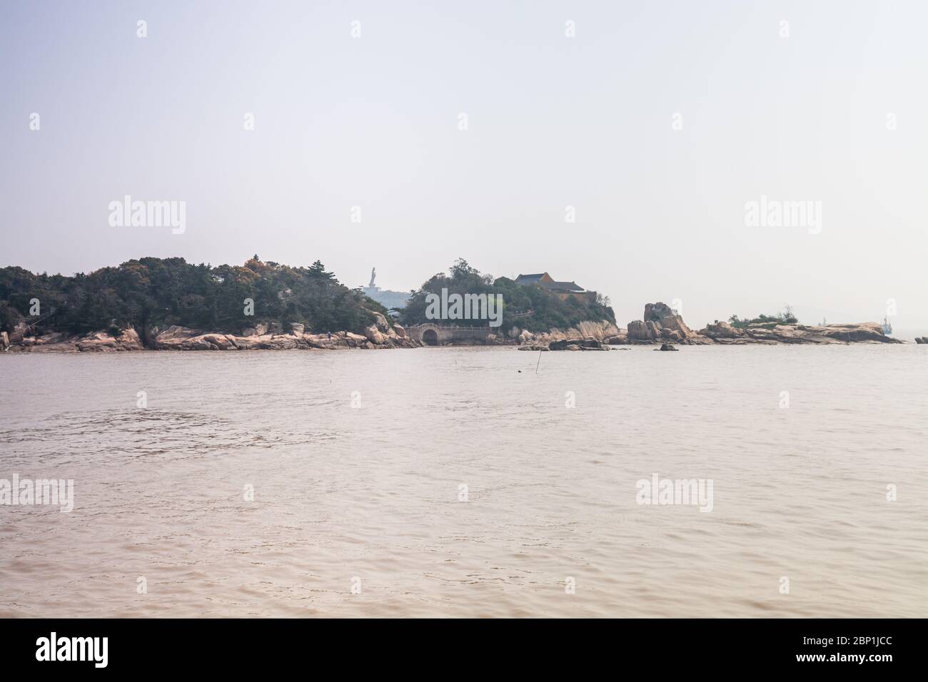 Landscape of seaside of Mount Luojia, which lies in the Lotus Sea to ...