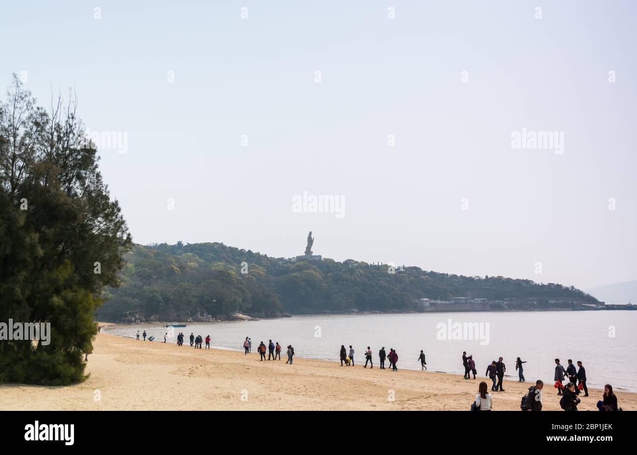 Landscape of seaside of Mount Luojia, which lies in the Lotus Sea to ...
