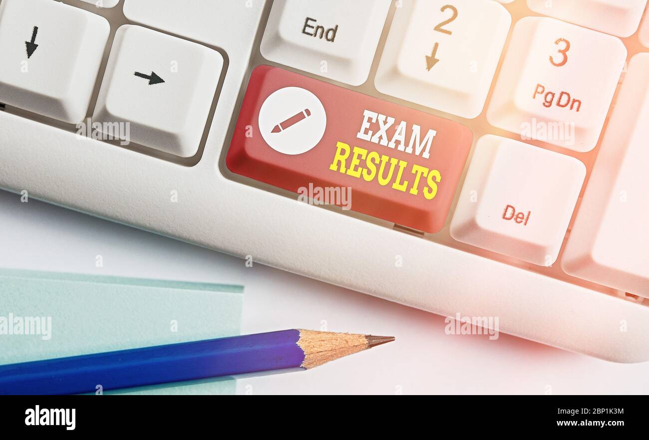 Handwriting text writing Exam Results. Conceptual photo An outcome of a ...