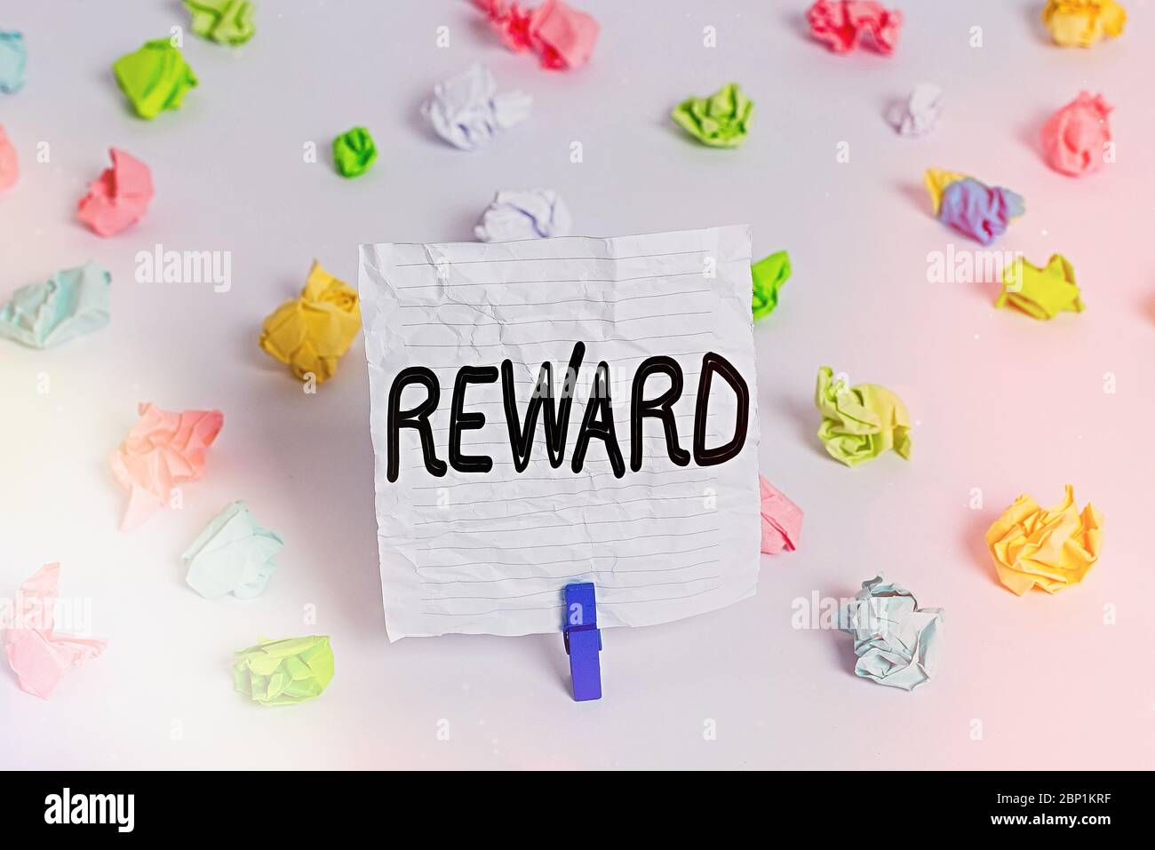 Writing note showing Reward. Business concept for Given in recognition ...