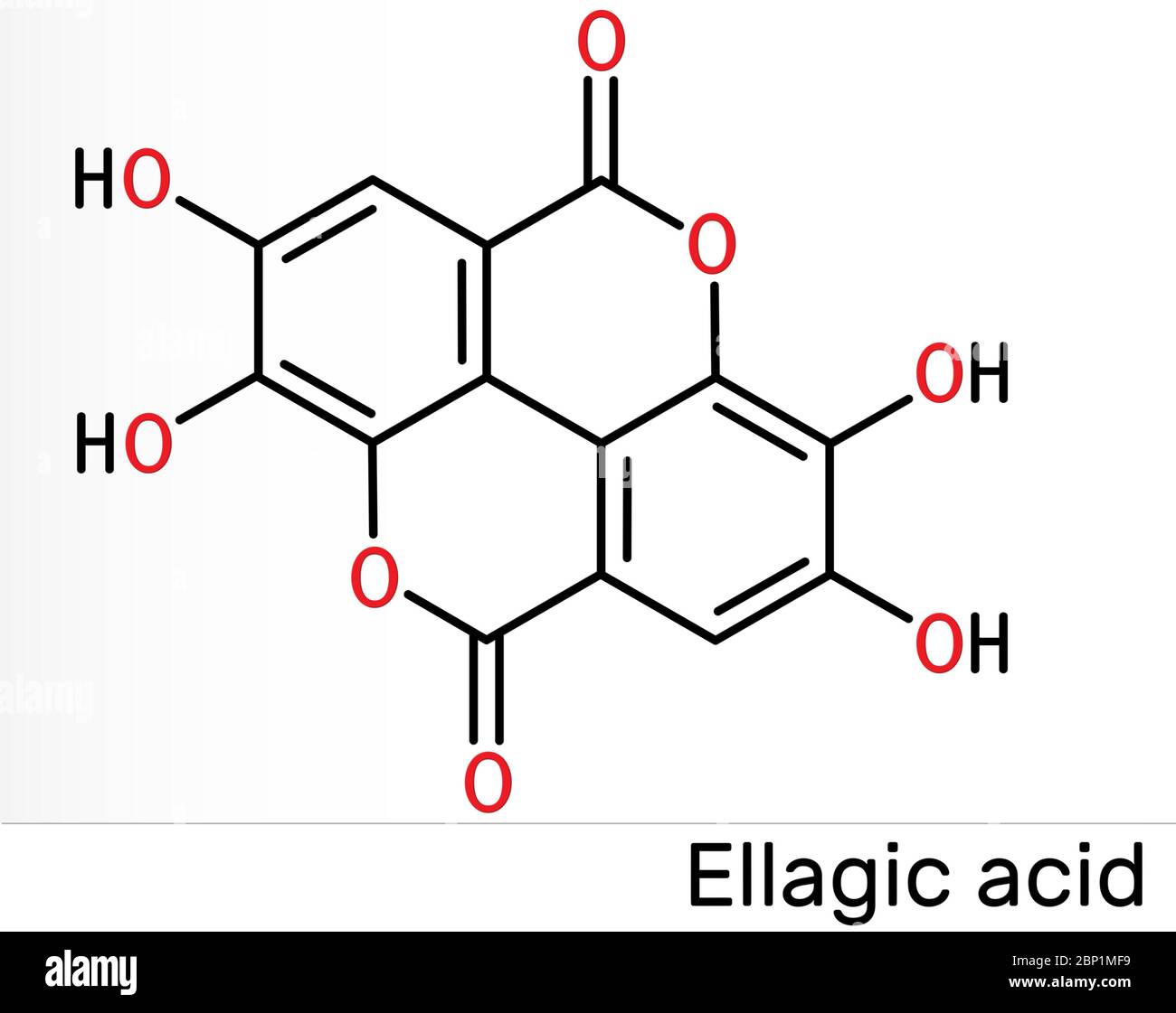 Ellagic acid, C14H6O8 molecule. It is natural phenol antioxidant ...