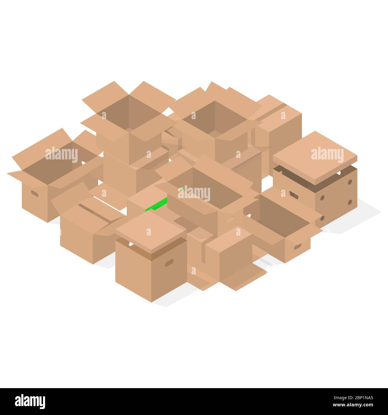 Bunch of cardboard boxes isolated on white background. Packaging design ...