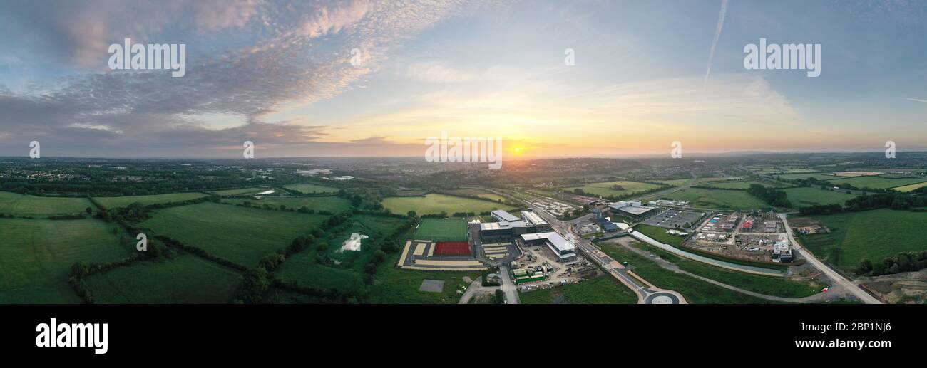 Aerial panorama view of Wichelstowe constrution in Swindon, Wiltshire ...