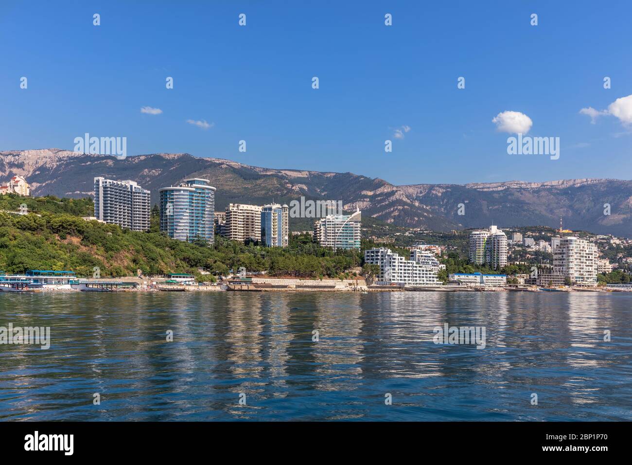 Modern hotels in Yalta, Crimea, view from the Black sea Stock Photo - Alamy