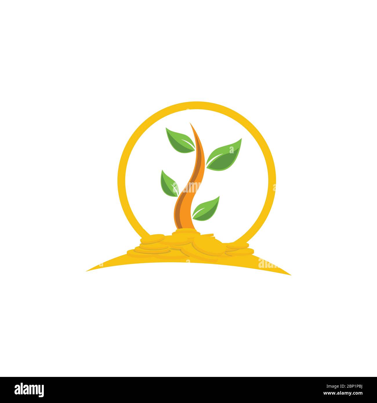 Money tree logo inside a circle line shape design. A tree that grows ...