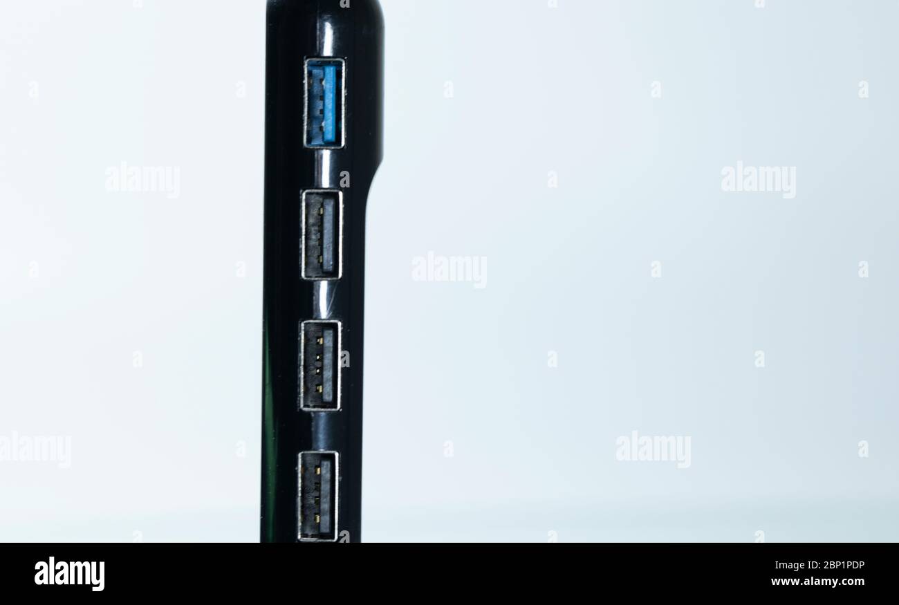 USB multiplexer close-up on white background. Usb is not plugged in ...