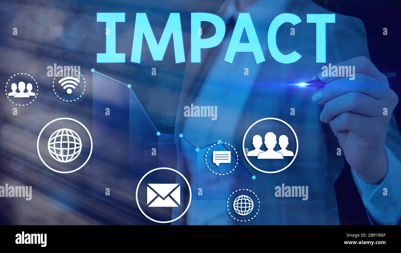Word writing text Impact. Business photo showcasing action of one ...