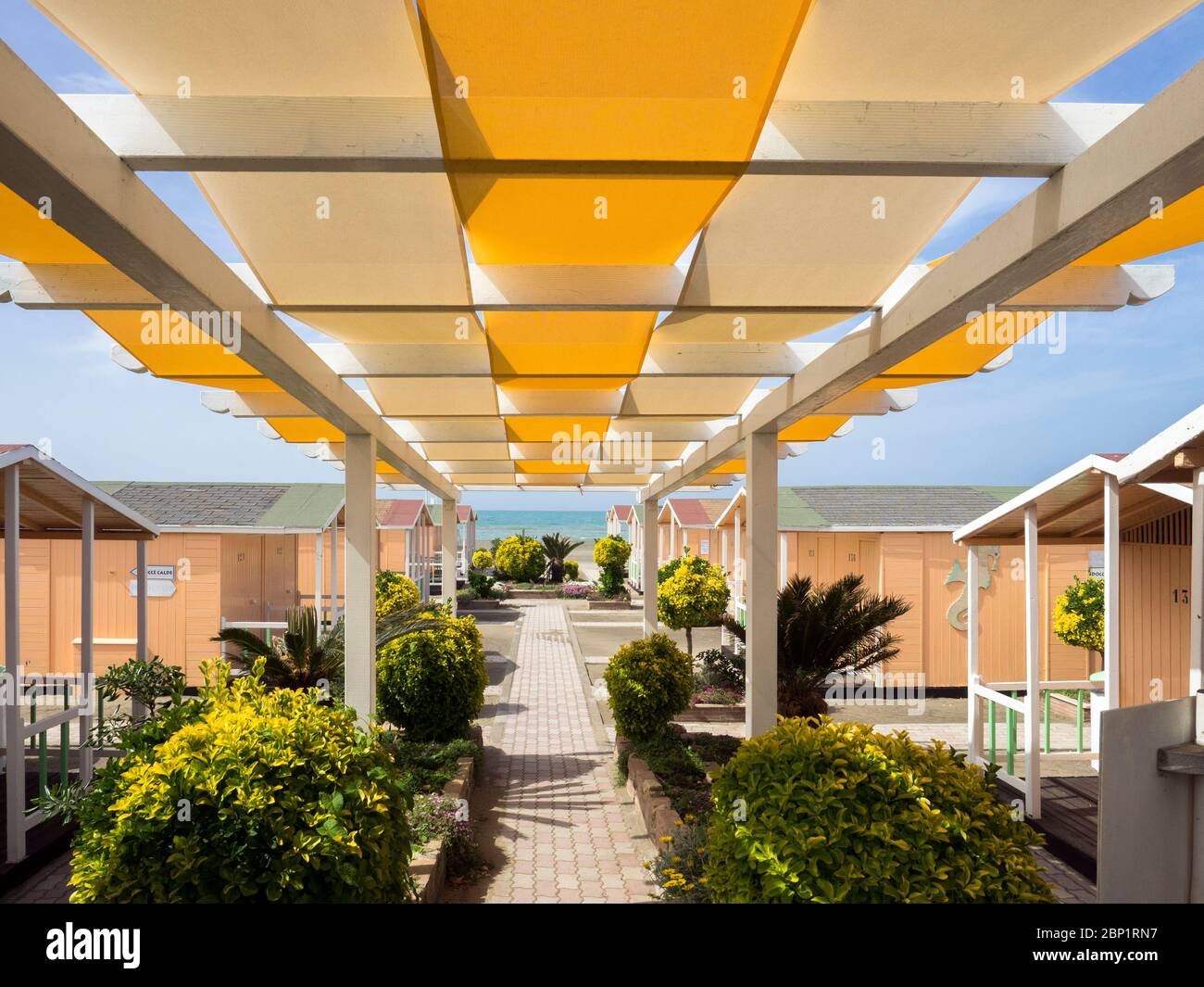 Beach cabins Ostia Lido - Rome Italy Stock Photo - Alamy