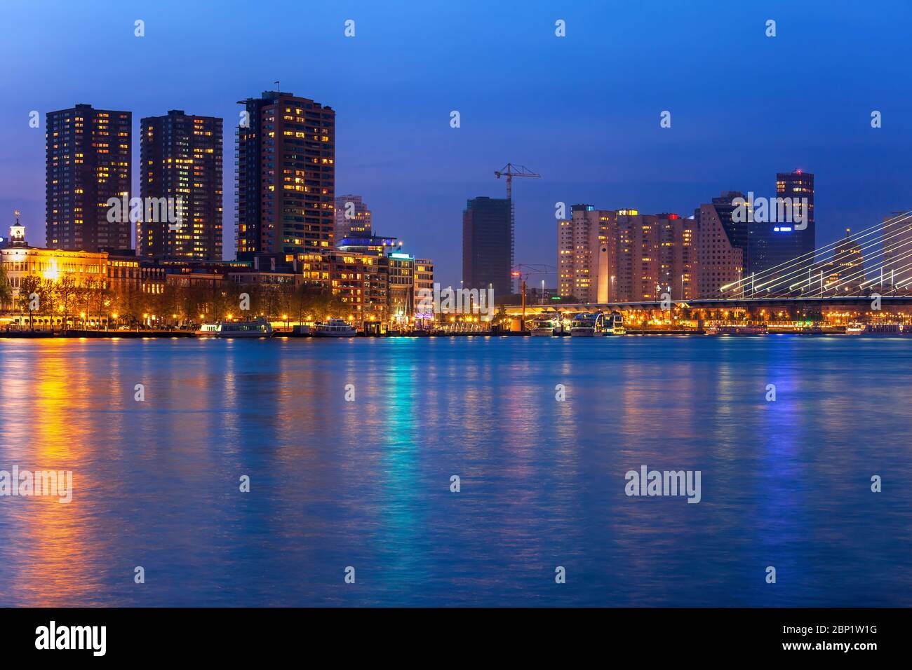 City centre of Rotterdam in Holland, Netherlands, river view skyline at ...