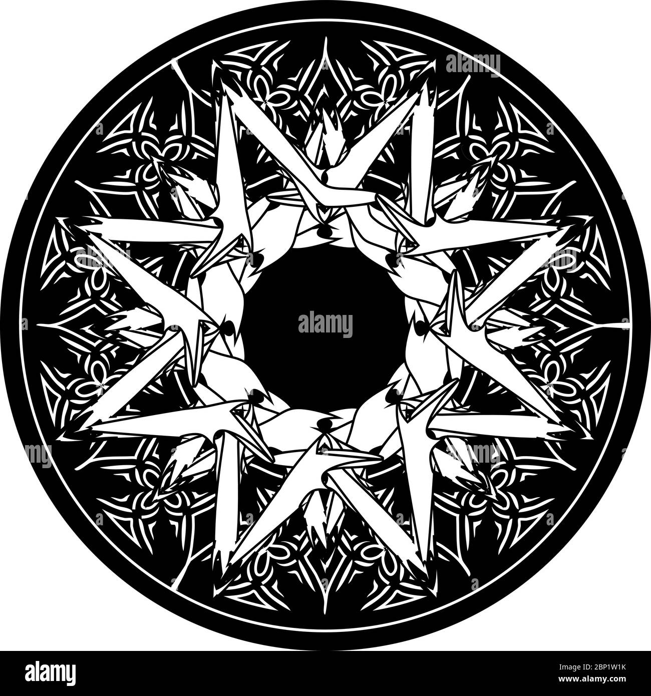 abstract gothic print illustration with occult octagonal star in the ...