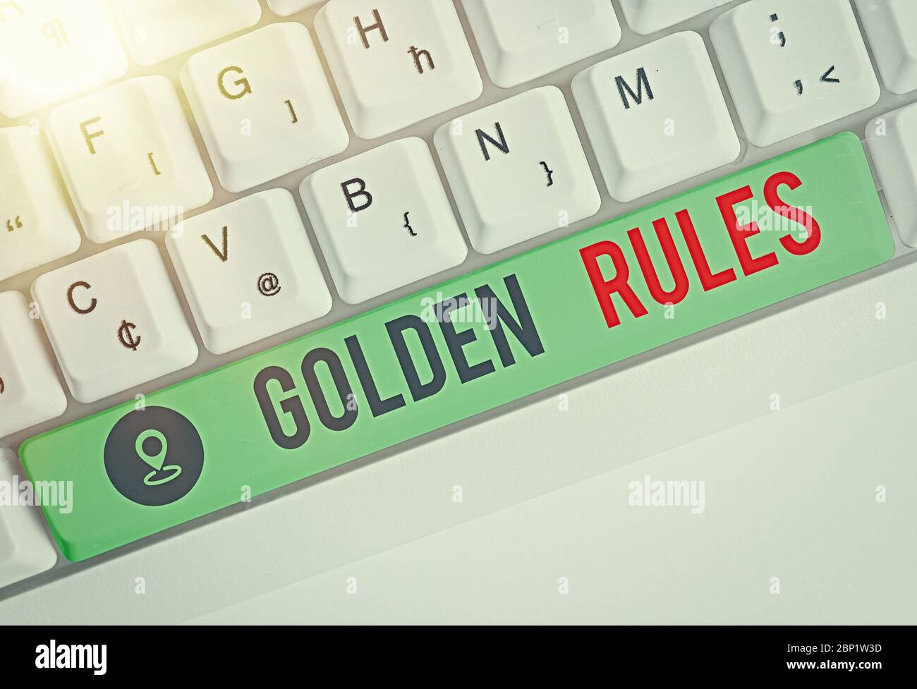 Conceptual hand writing showing Golden Rules. Concept meaning Basic principle that should be ...
