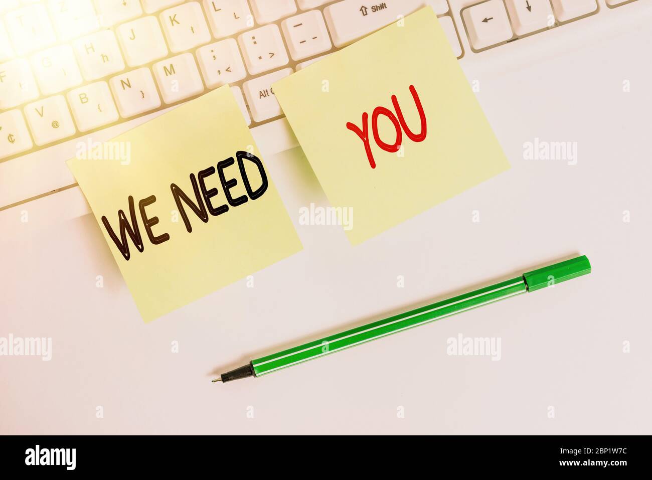Writing note showing We Need You. Business concept for asking someone ...