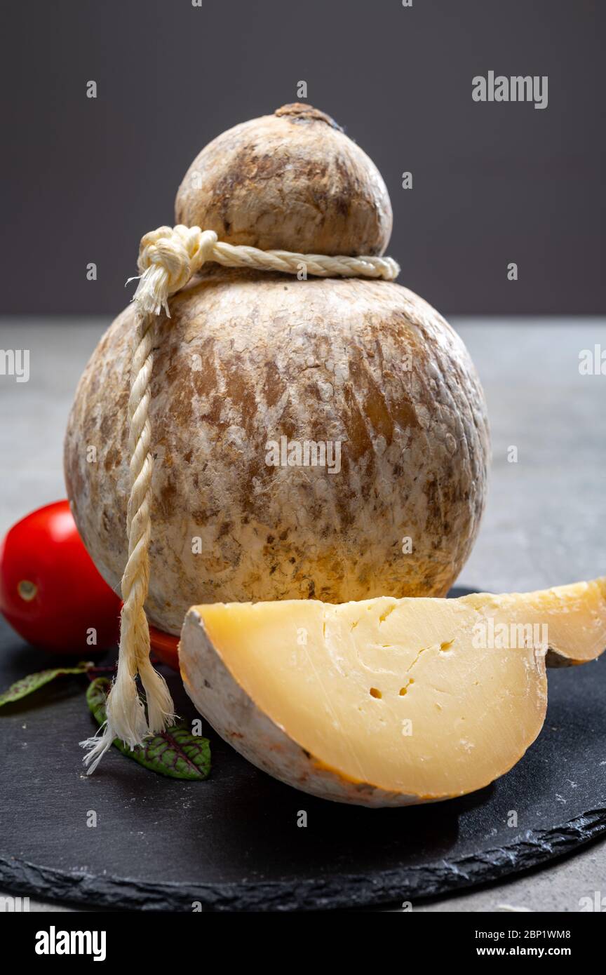 Italian semi hard matured caciocavallo cheese, handmade and aged in ...