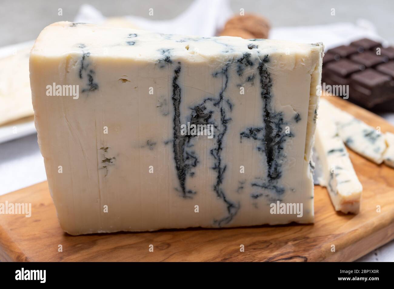 Italian food, buttery or firm blue cheese made from cow milk in ...