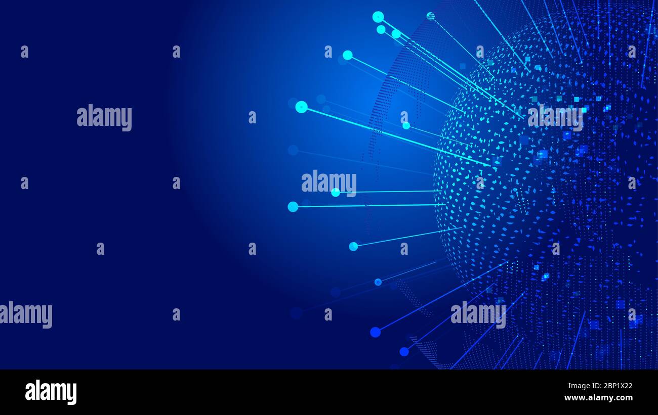 Dotted line, digital earth, internet network technology big data ...