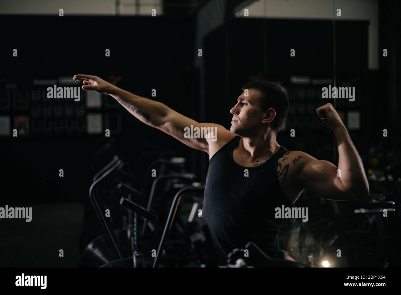 Muscular fit man with perfect beautiful body wearing sportswear ...