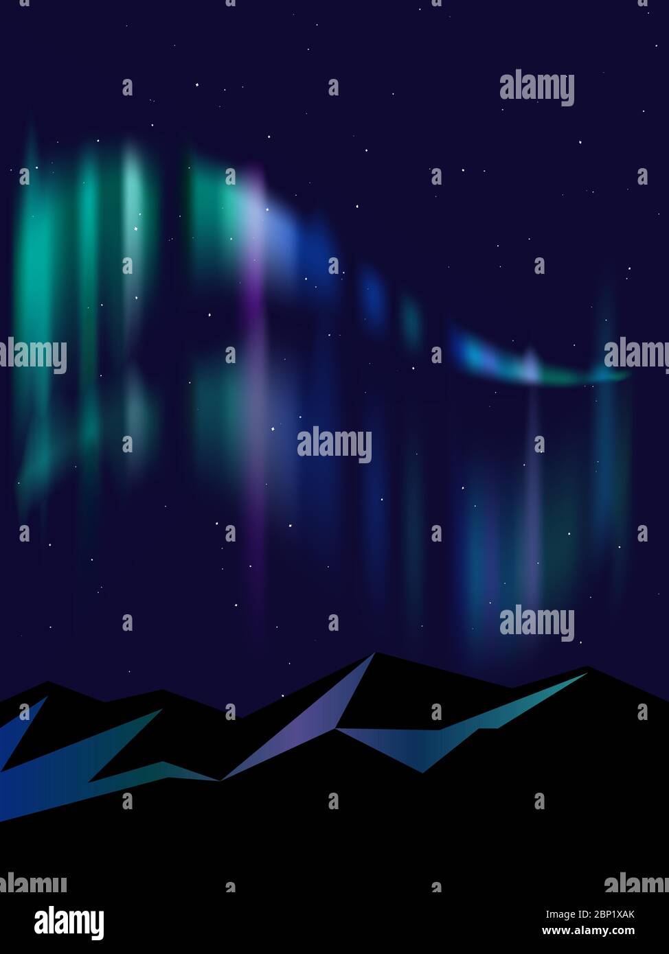 colorful gradient northern lights or aurora borealis and snowy ...