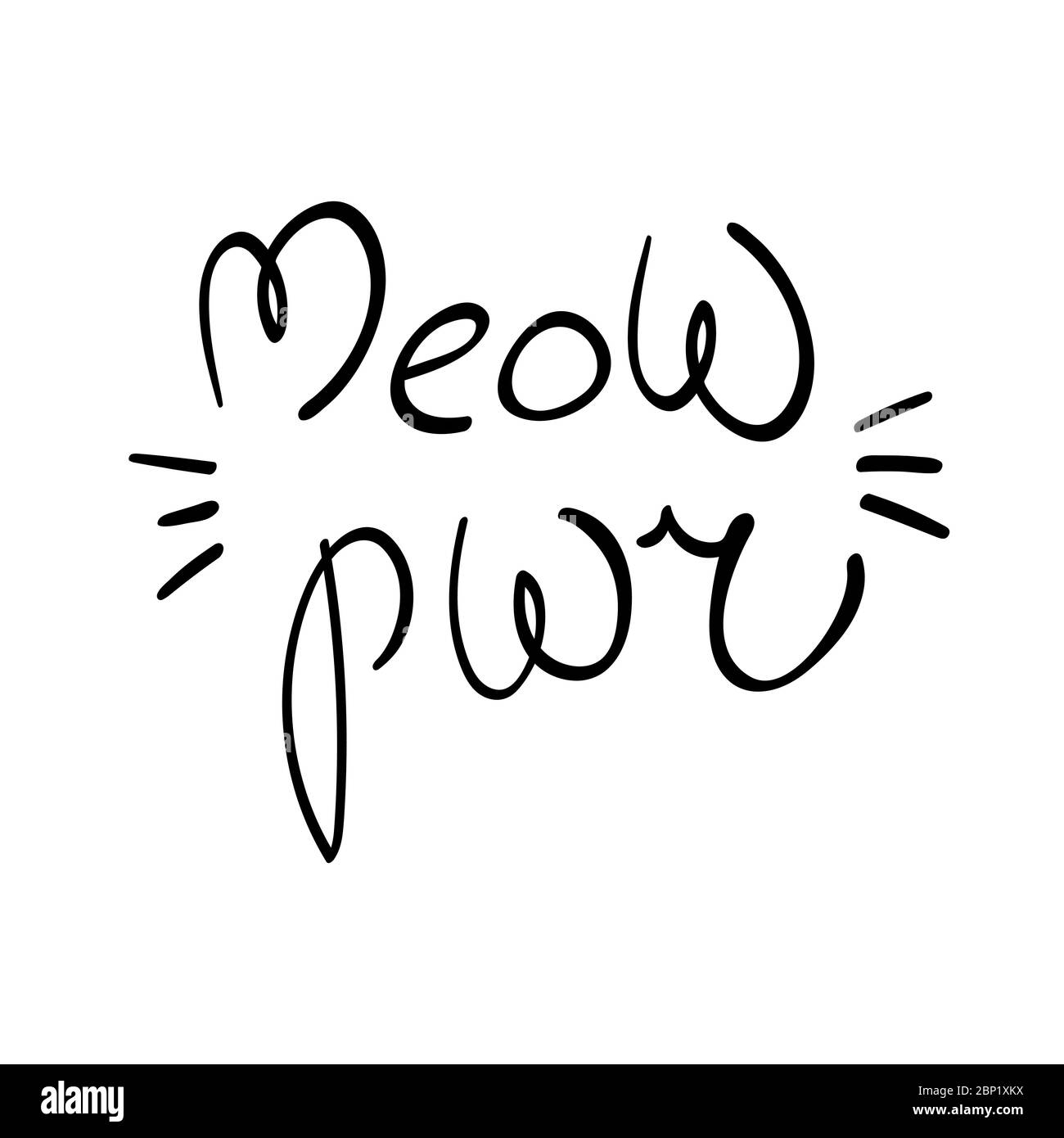 Meow power lettering with whiskers on white background. Kitten sound ...