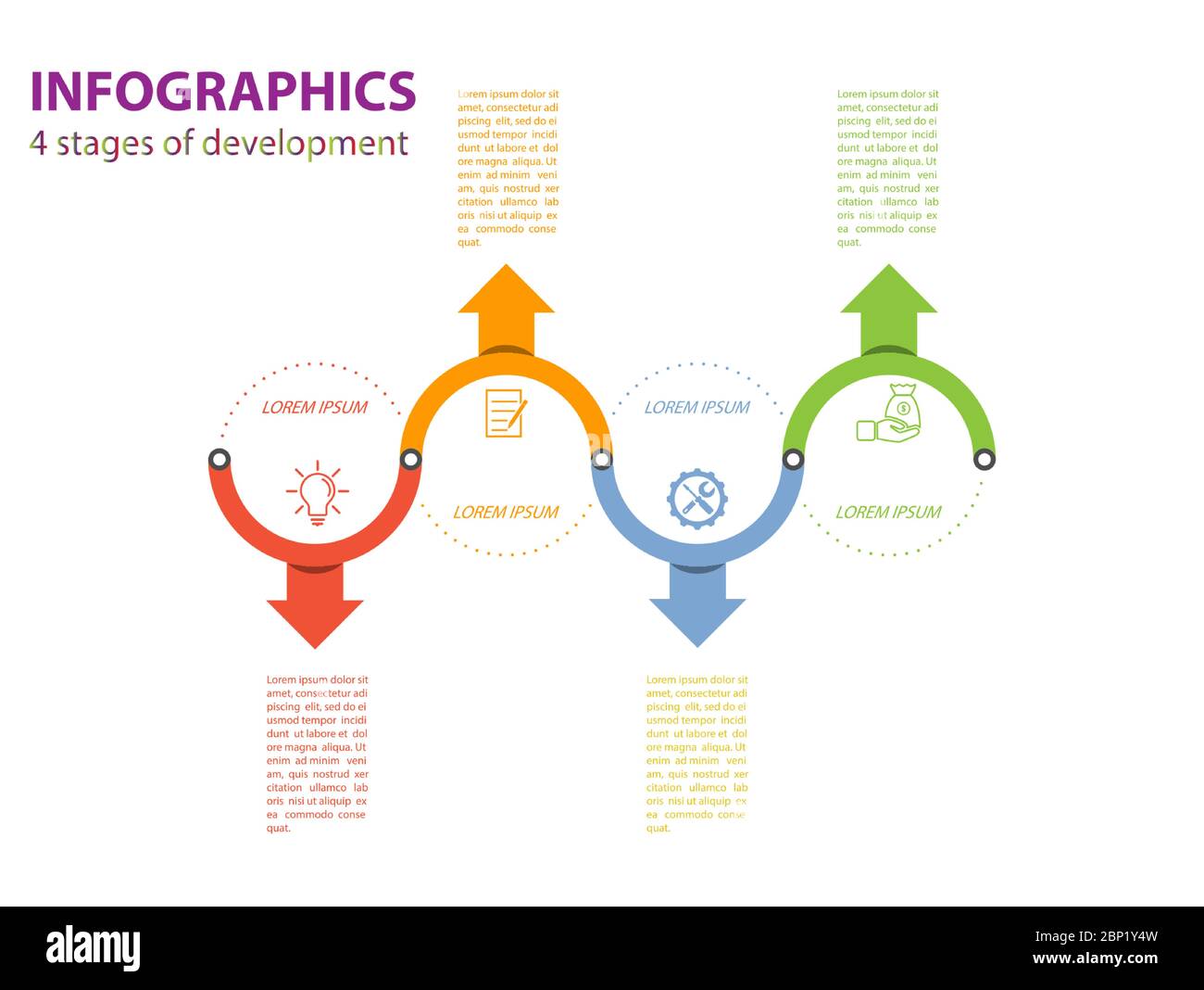 Infographics. Stock vector template of four stages. For web page design ...