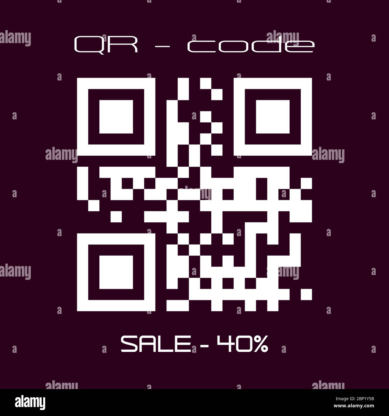 Real QR code sale - 40 percent. Vector logo, sticker for a store ...