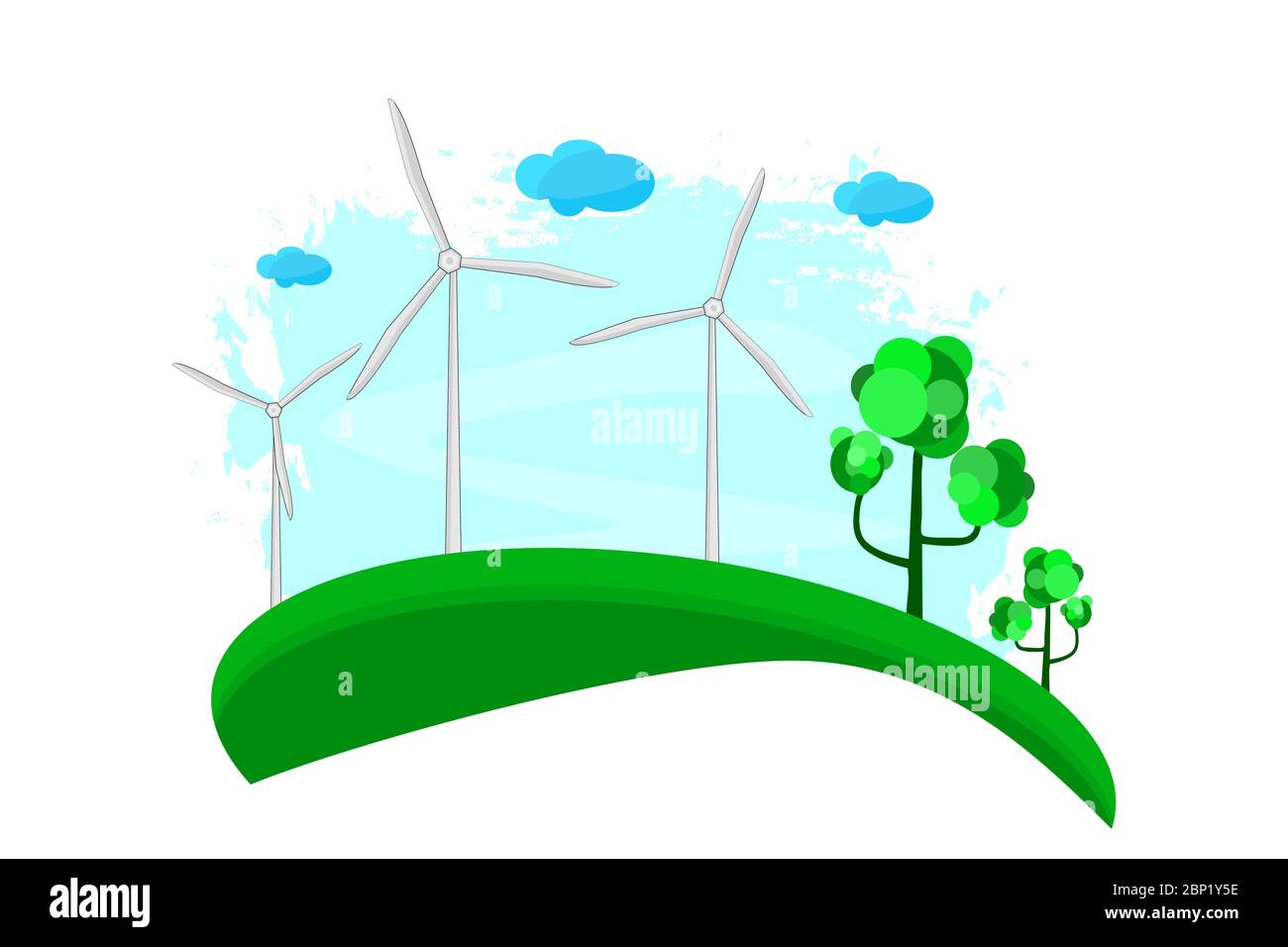 Green fields and wind turbine Stock Vector Images - Alamy