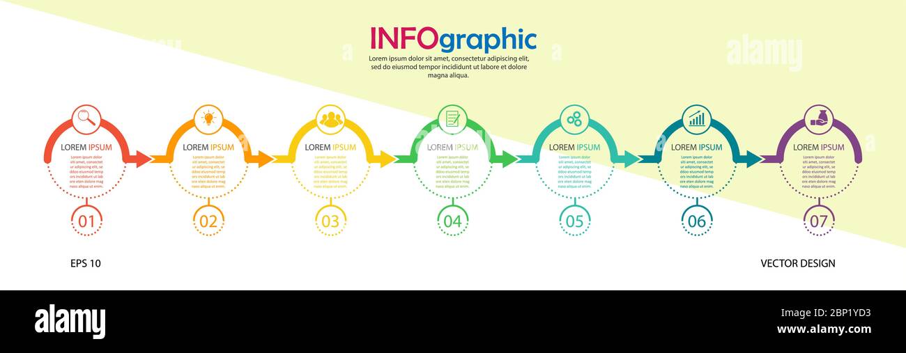 Infographics. Stock vector template of seven stages. For web page ...