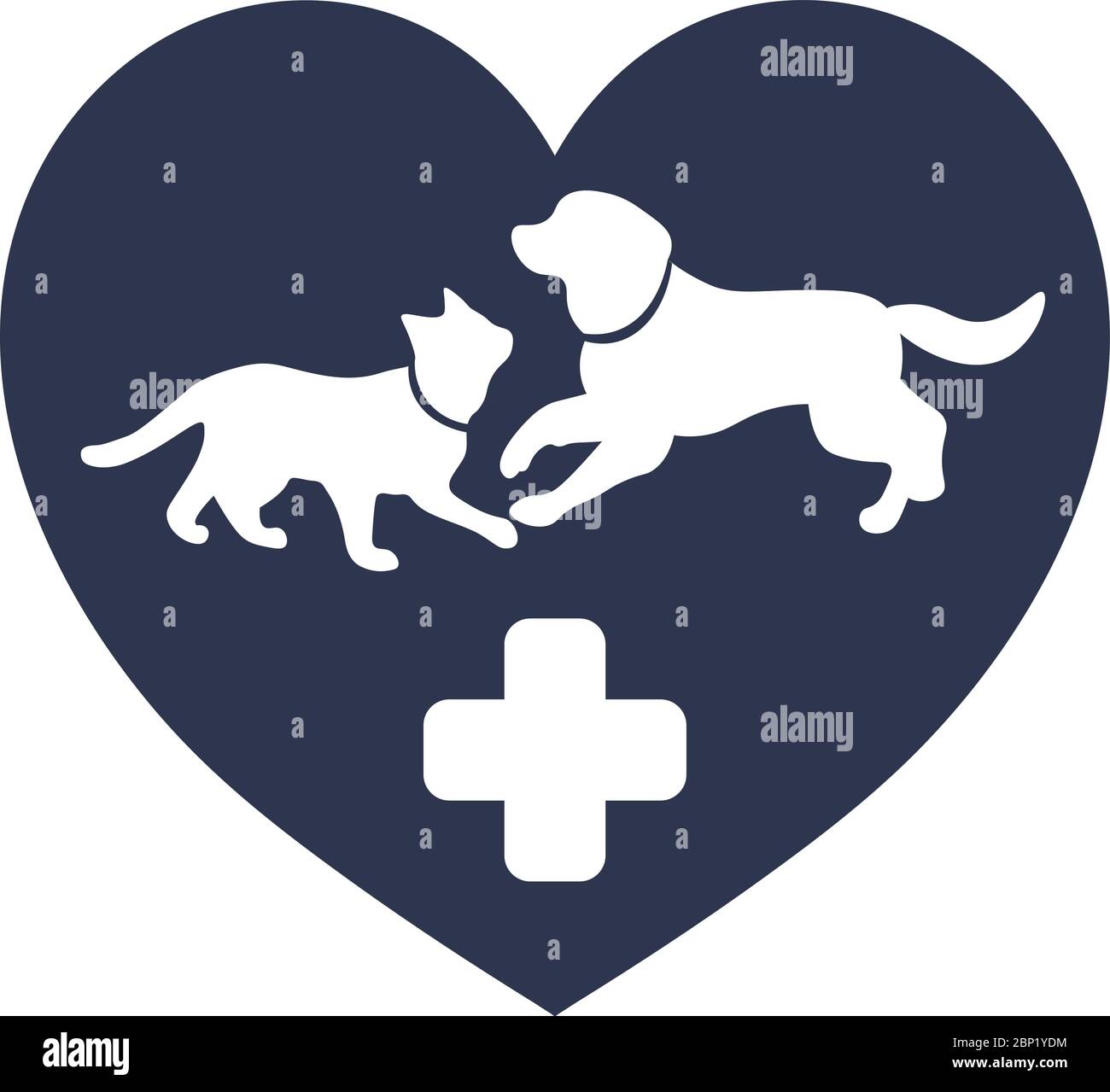 simple cute vet illustration with cat and dog silhouettes and medical ...