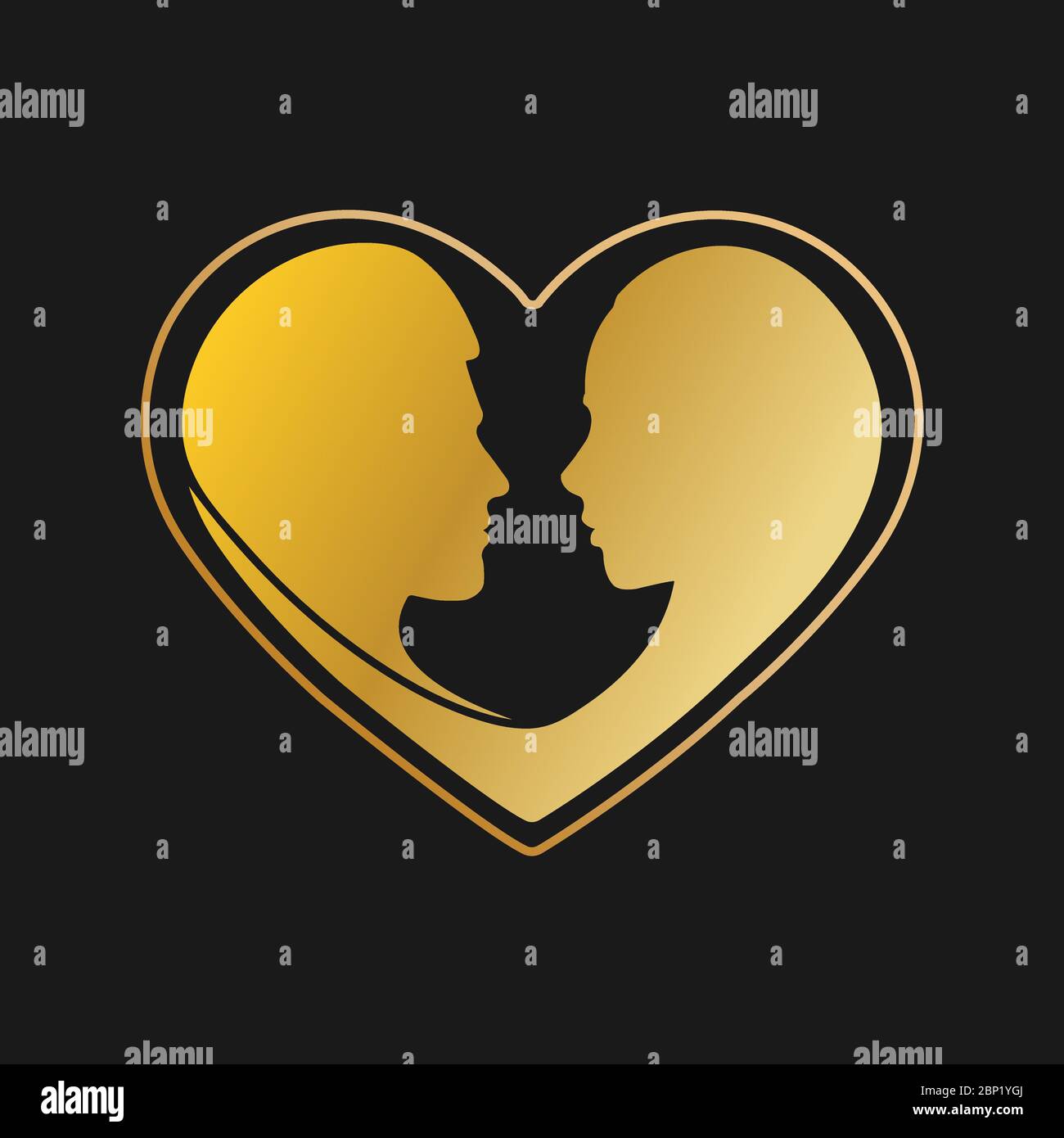 Romantic vector logo with male and female profiles for lovers, store ...