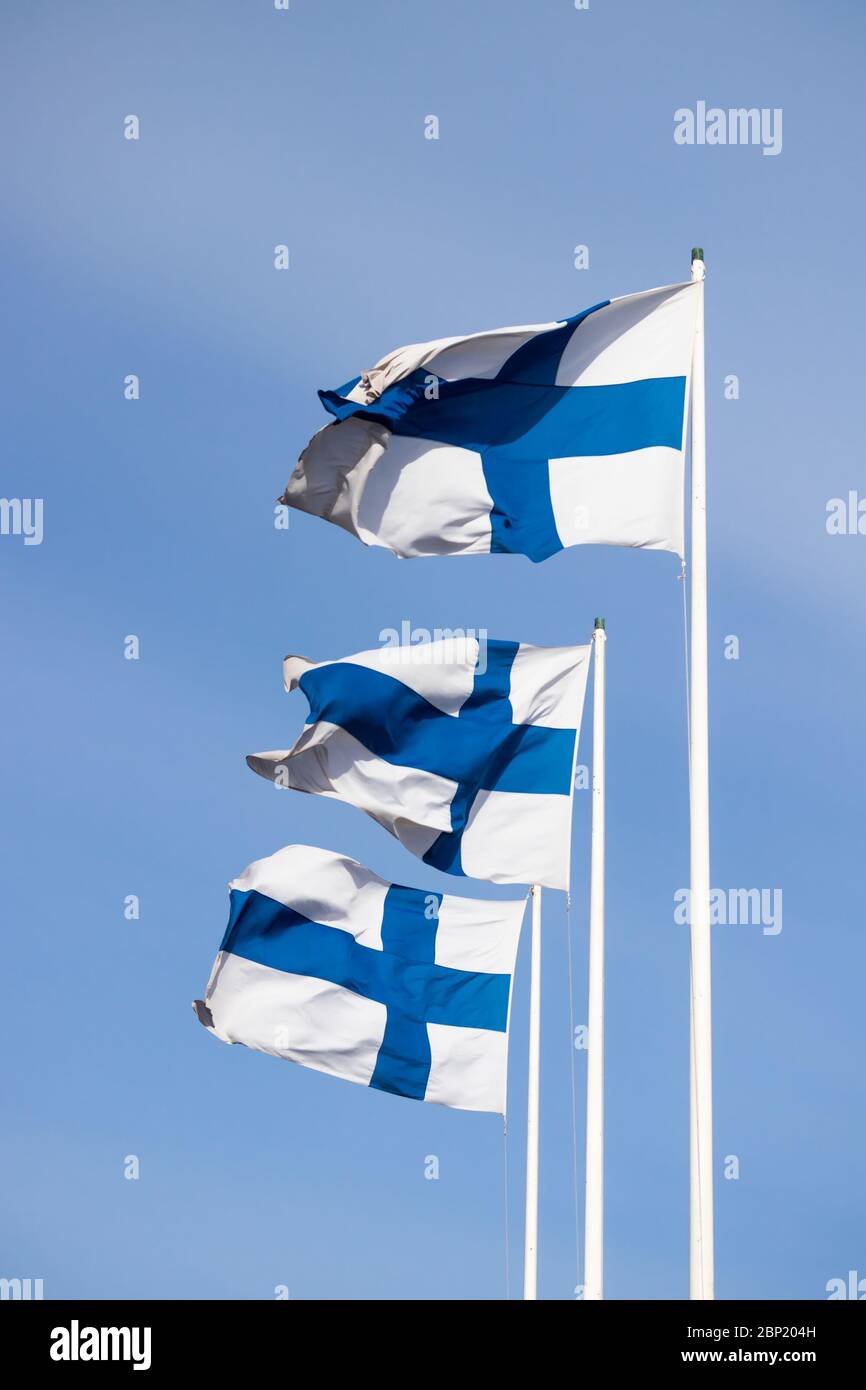 Nordic flags against blue hi-res stock photography and images - Alamy