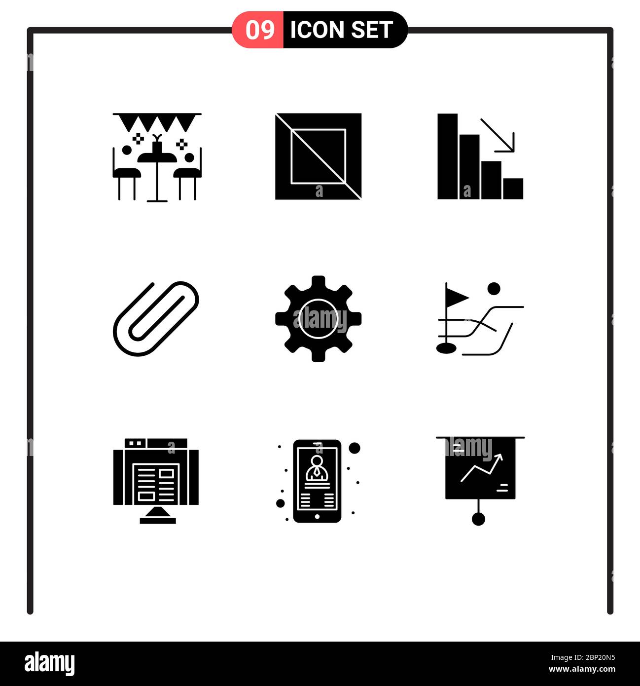 Group of 9 Solid Glyphs Signs and Symbols for set, basic, analytics ...