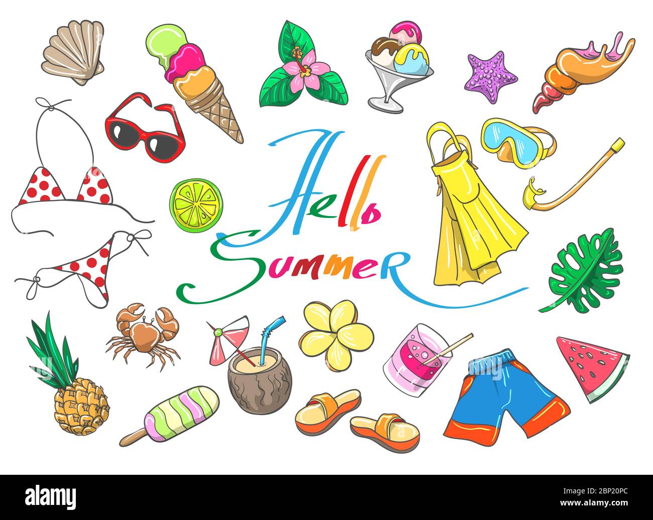 Summer beach vacation cartoon Cut Out Stock Images & Pictures - Alamy