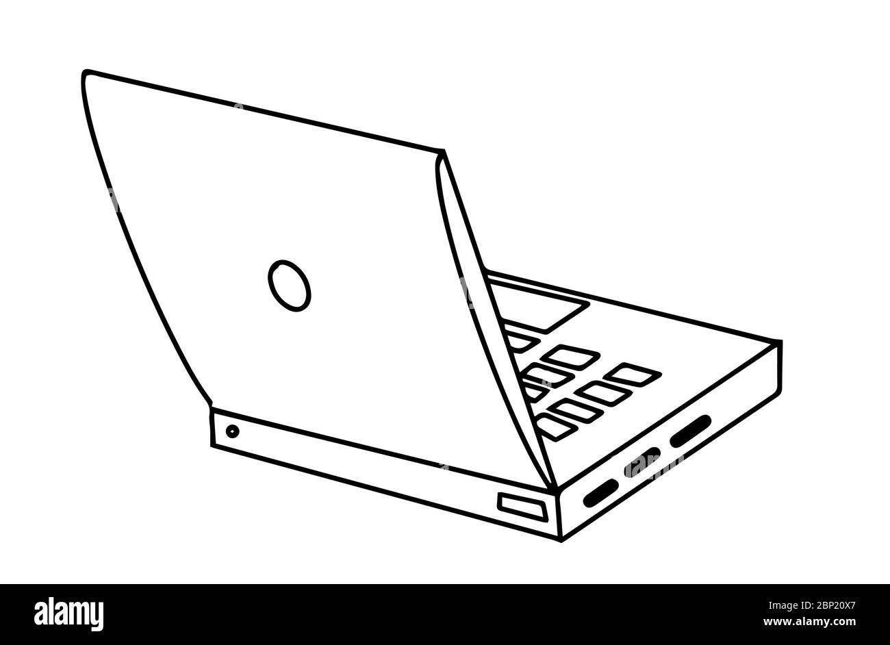 Doodle laptop Hand drawing isolated on a white background vector ...