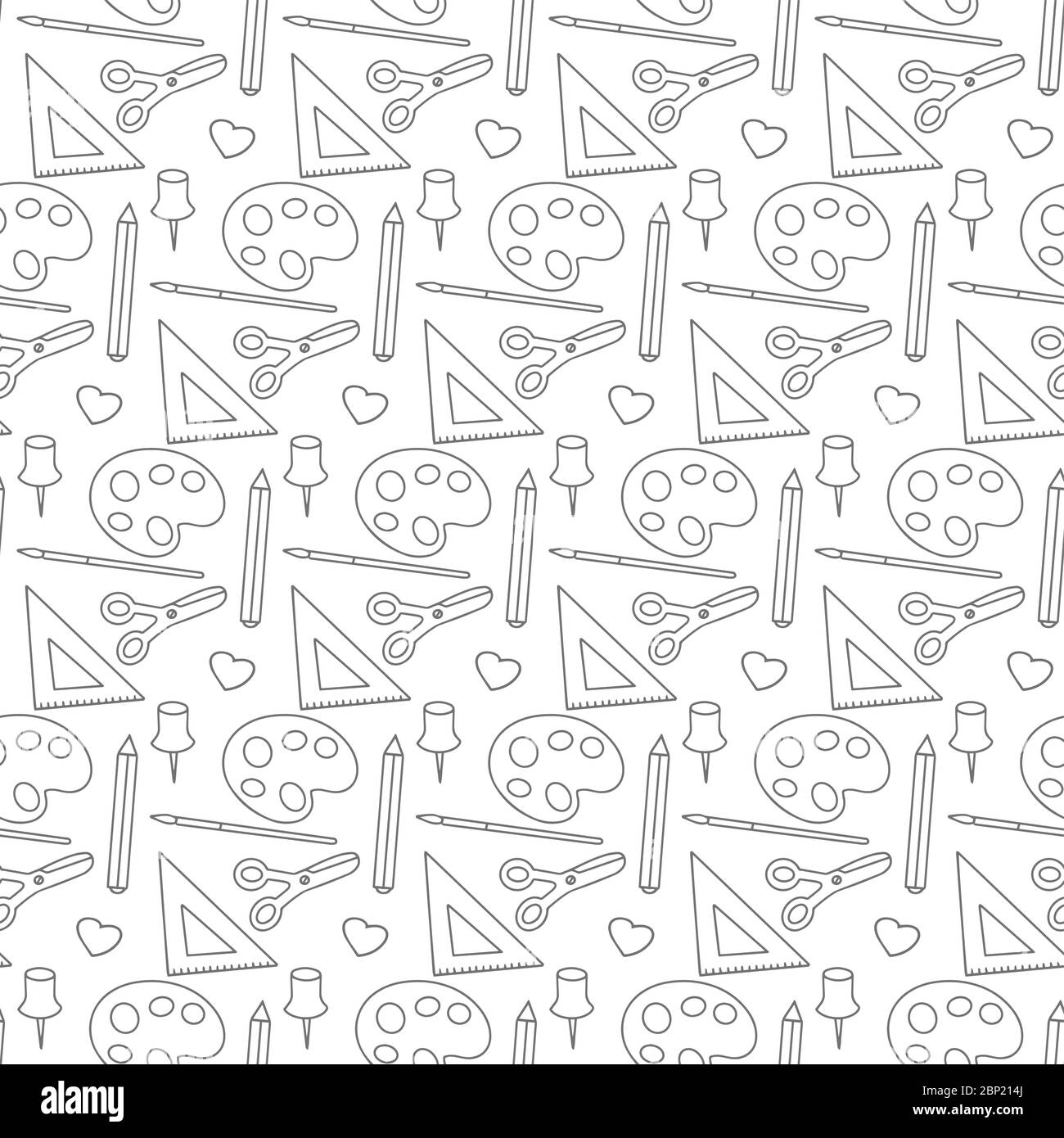 back to school sketch vector seamless doodle pattern gray icons on a ...