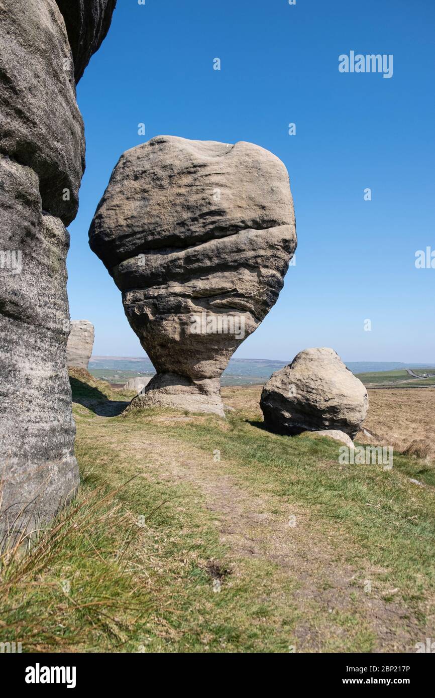 The Bridestones, Gritstone rock formations near Todmorden, West ...