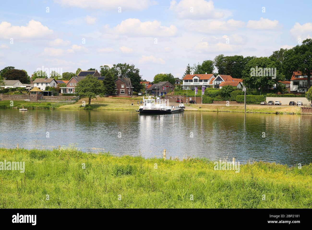Kessel, Netherlands - May 16. 2020: View from Beesel over green ...