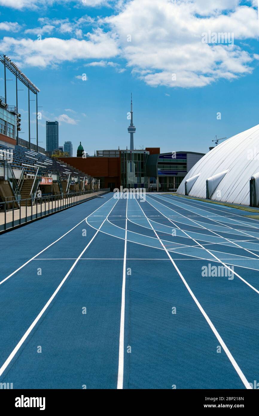 Empty running track during pandemic Stock Photo - Alamy