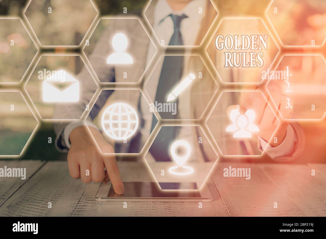 Writing note showing Golden Rules. Business concept for Basic principle ...