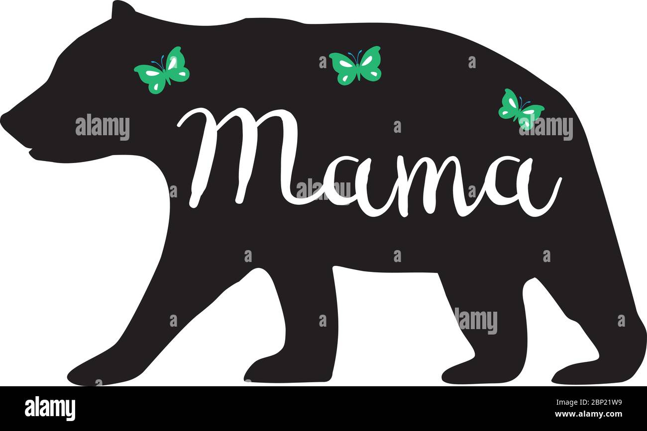 vector illustration of a mama bear. floral bear animal, nature ...