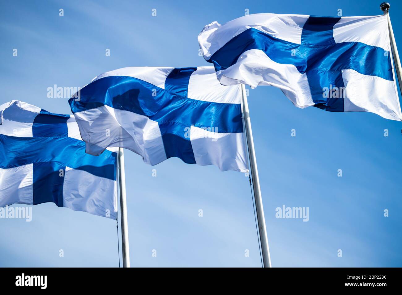 Nordic flags against blue hi-res stock photography and images - Alamy