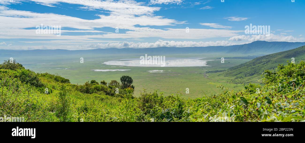 View over Ngorongoro Conservation Area. Ngorongoro Crater is a large ...