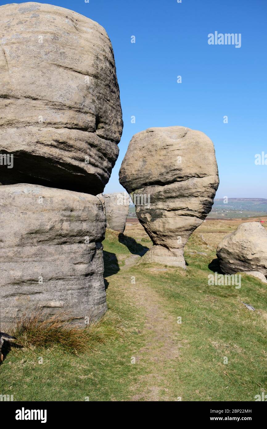 The Bridestones, Gritstone rock formations near Todmorden, West ...