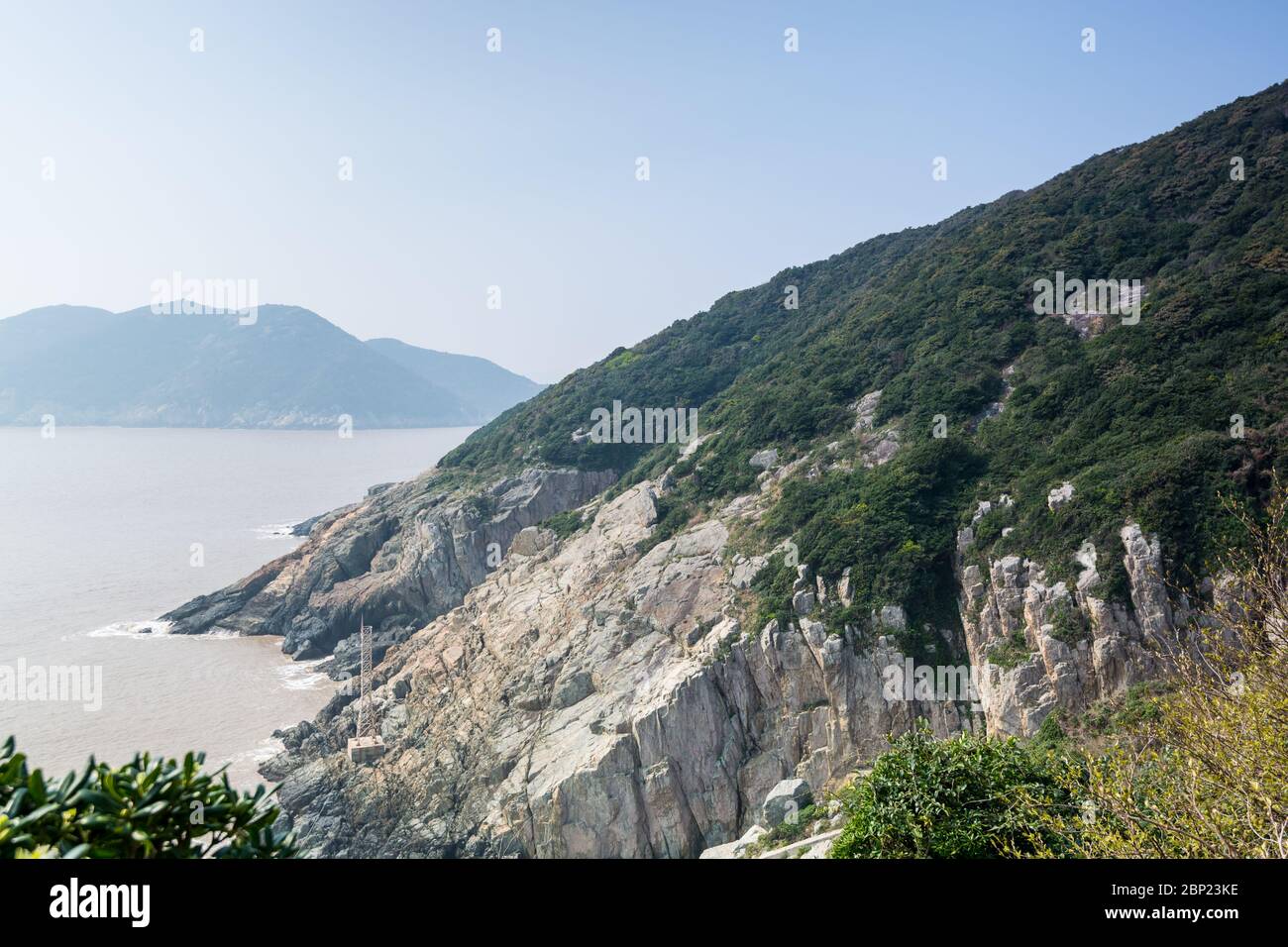 Landscape of seaside of Mount Luojia, which lies in the Lotus Sea to ...