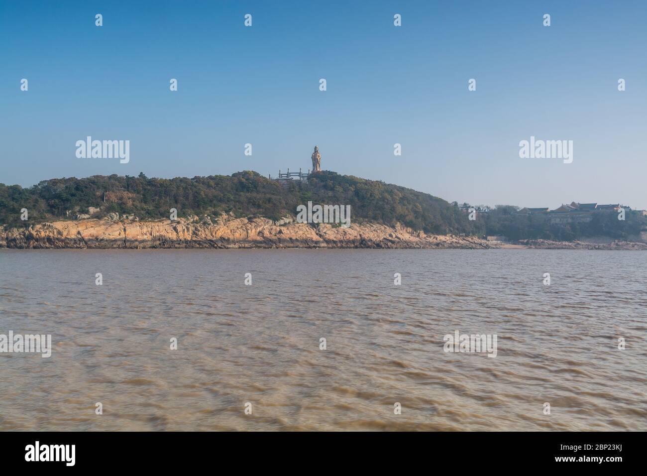 Landscape of seaside of Mount Luojia, which lies in the Lotus Sea to ...