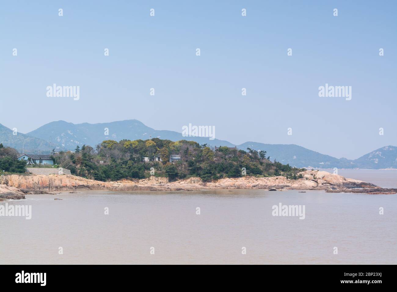 Landscape of seaside of Mount Luojia, which lies in the Lotus Sea to ...