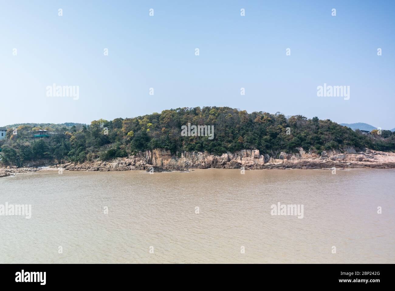 Landscape of seaside of Mount Luojia, which lies in the Lotus Sea to ...