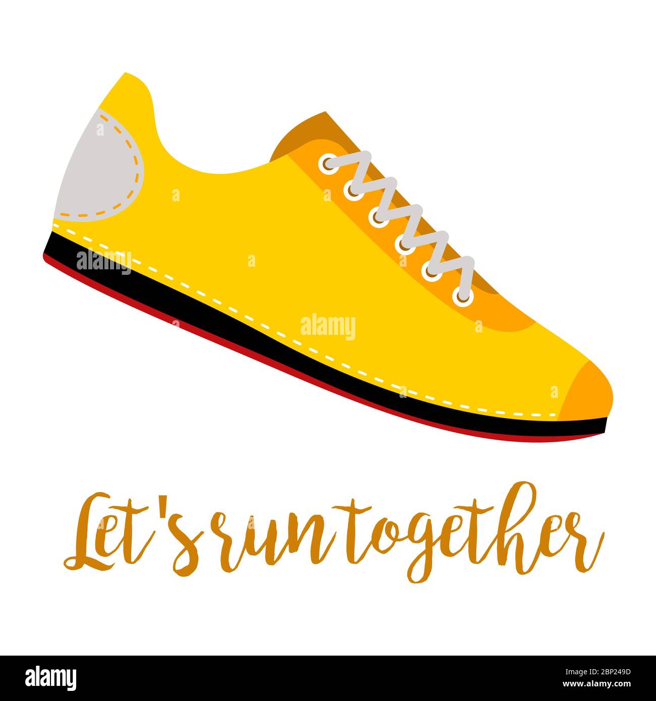 Shoes with text lets run together isolated on the white background ...